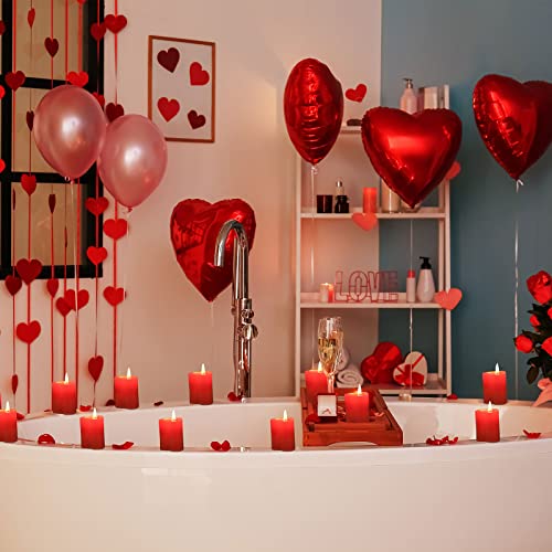 6 Pcs 2'' x 1.65'' Red Heart Shaped Candles Mini Heart Candle Sweet Love Romantic Candles Long Lasting Mini Tea Lights Candles for Valentine's Day Proposal Wedding Party Home Dinner Table Decor
