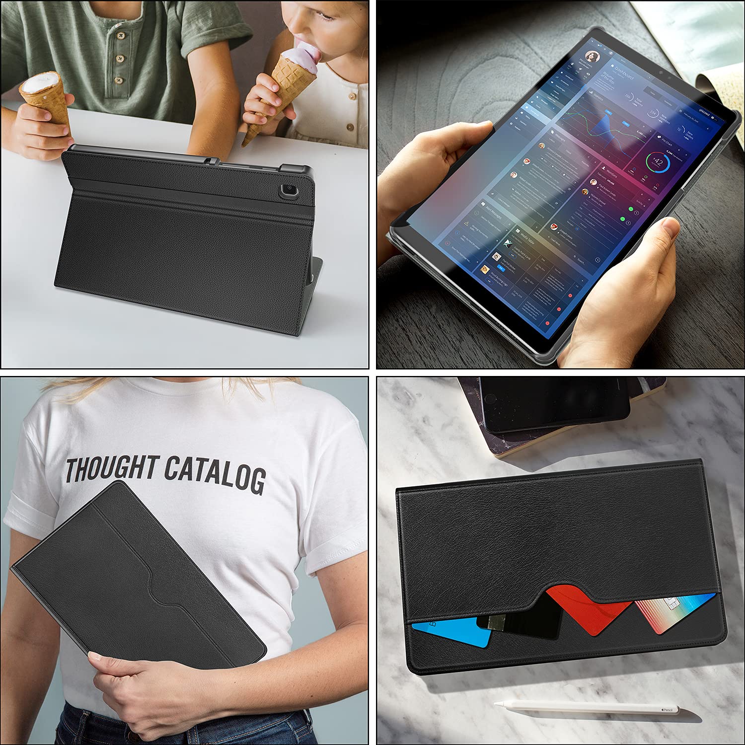 Soke Case for Samsung Galaxy Tab A7 Lite 8.7 Case 2021, Premium Leather Stand Folio Case with Bussiness Pocket, Hard PC Back Cover for Samsung Galaxy Tab A7 8.7 inch Tablet[SM-T225/T220/T227],Black