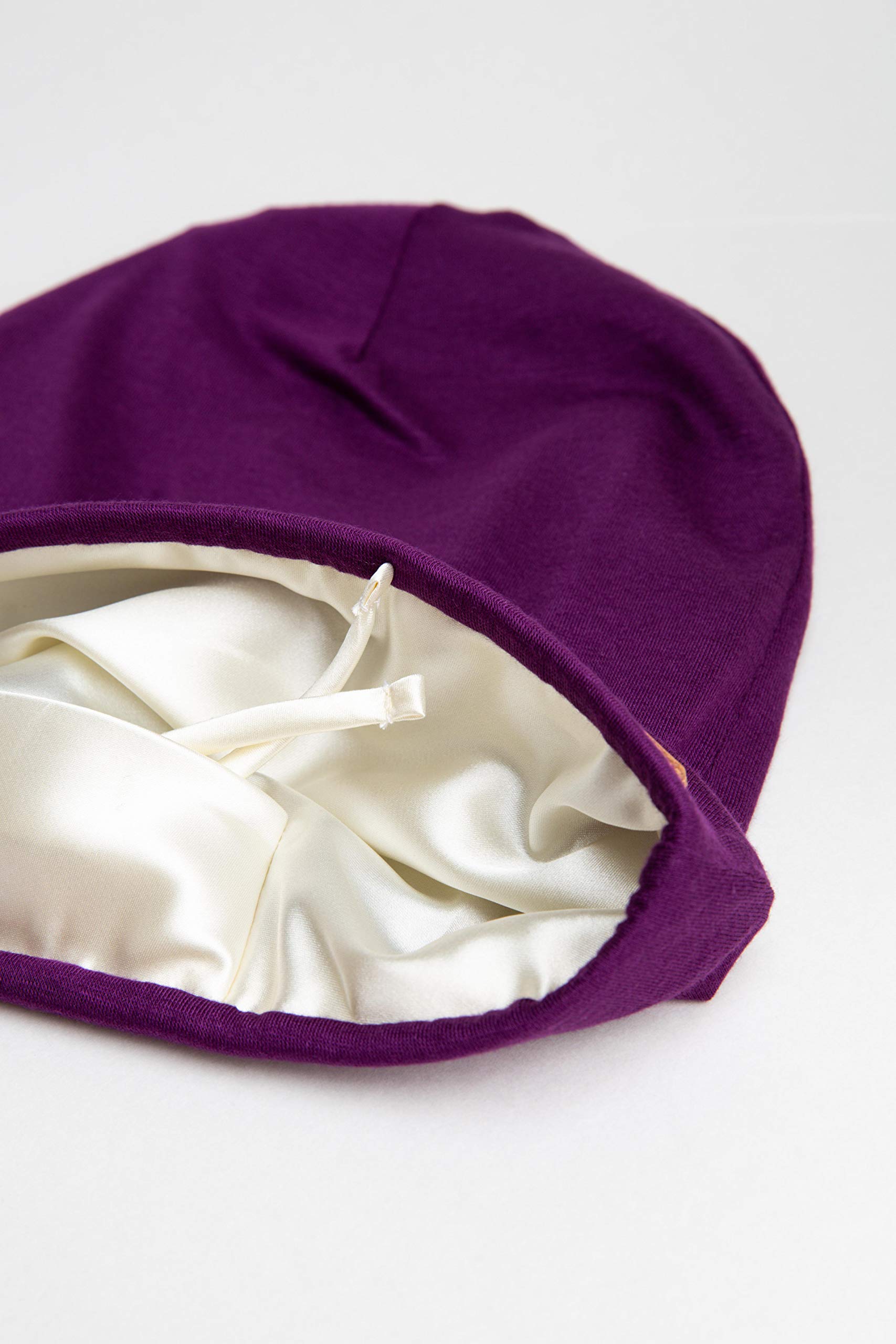 Grace Eleyae GE Sleep Cap | Slap Silky Adjustable Satin Lined Cap Stylish Premium Quality Beanie Hat Head Cover for Curly Hair Women Soft & Smooth One Size Fits All (Purple)
