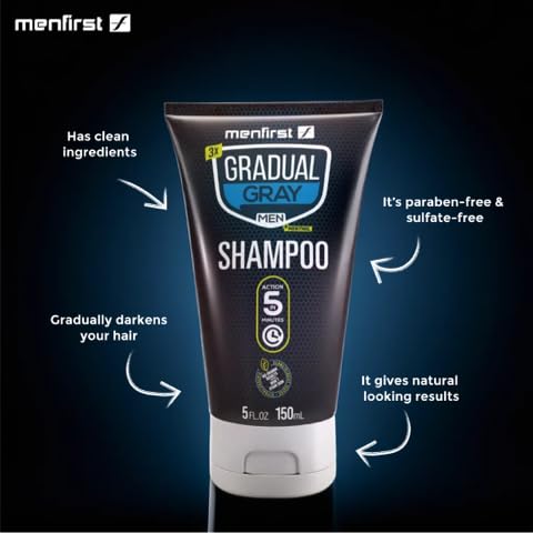 MENFIRST Gradual Gray - Good Bye Gray Hair- 3-in-1 Shampoo and Hair Pomade - 2 Pack Bundle