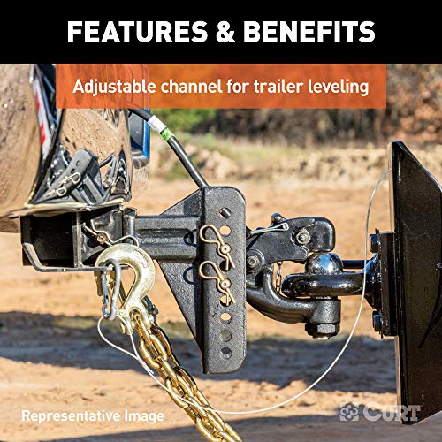 CURT 45907 Adjustable Pintle Hitch Combination, 2-Inch Receiver, 6-Inch Drop, 2-5/16-Inch Ball, 13,000 lbs, CARBIDE BLACK POWDER COAT