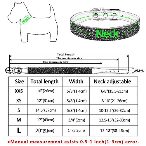 Haoyueer Rhinestone Dog Collar, Cute Dazzling Sparkling Soft Suede Leather Dog Cat Rhinestone Collar Crystal Diamond Pet Dog Puppy Collar(Pink,S)