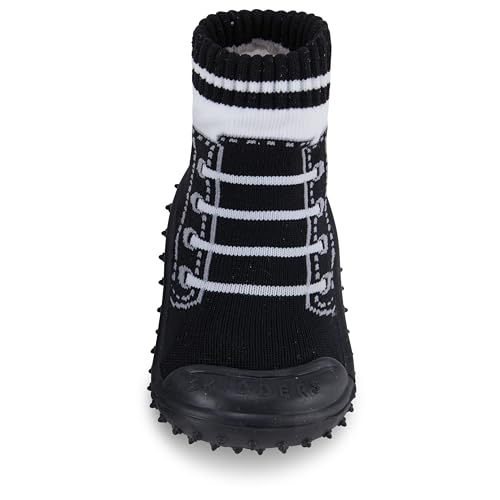 Baby Boys Slippers - Baby First Walking Non Skid Slipper Socks - Premium & Comfortable Toddler House Slippers, Kids Essentials - Black Shoe - 18 M