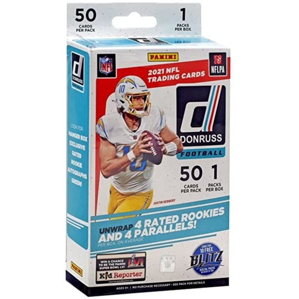 2021 Donruss Football Hanger Box - 50 NFL Cards Per Pack with 4 Rated Rookies and 4 Parallels