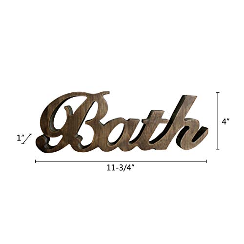 CVHOMEDECO. Primitives Rustic Wood Words Sign Free Standing Bath, Bathroom/Home Wall/Door Decoration Art (Natural 2)