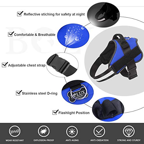 Bolux Dog Harness, No-Pull Reflective Dog Vest, Breathable Adjustable Pet Harness with Handle for Outdoor Walking - No More Pulling, Tugging or Choking (Blue, S)
