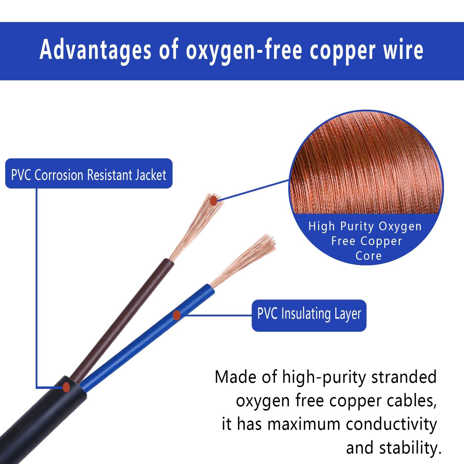 18 Gauge Electrical Wire 2 Conductor, 50FT 18 AWG Electrical Wire Stranded PVC, Oxygen-Free Copper Cable for Outdoor LED Lamp Lighting Strips, Automotive wire,Inverter Wiring (18 AWG -2C-50FT)