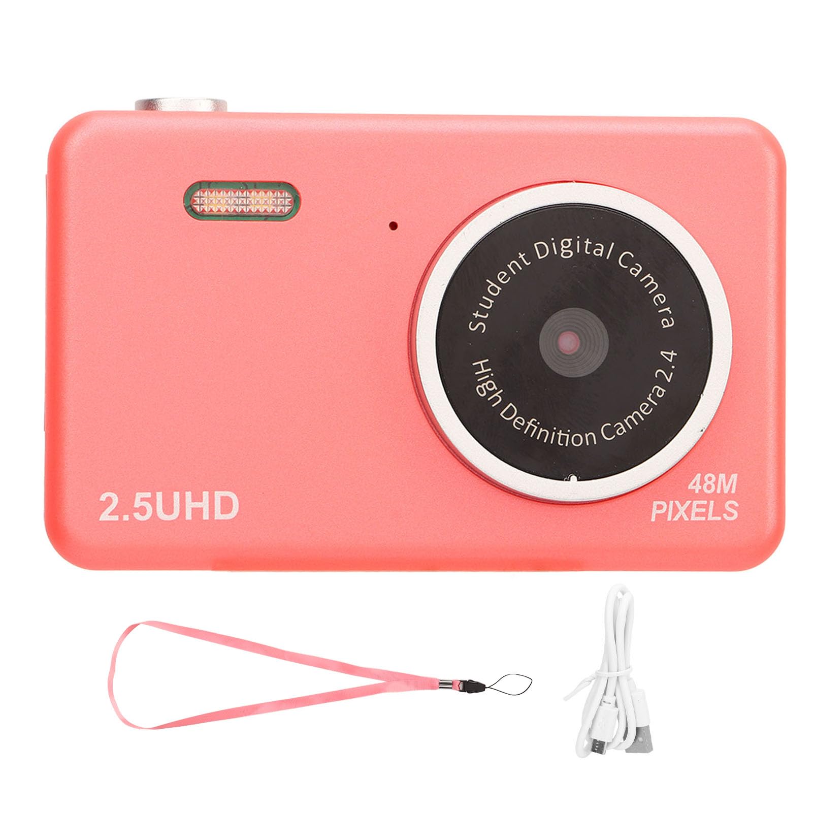 2.5K Digital Camera, 8X Zoom Automatic Light Sensitivity Dual Lens Video Camera, for Kids Student, Cute Pocket HD Camcoder (Pink)