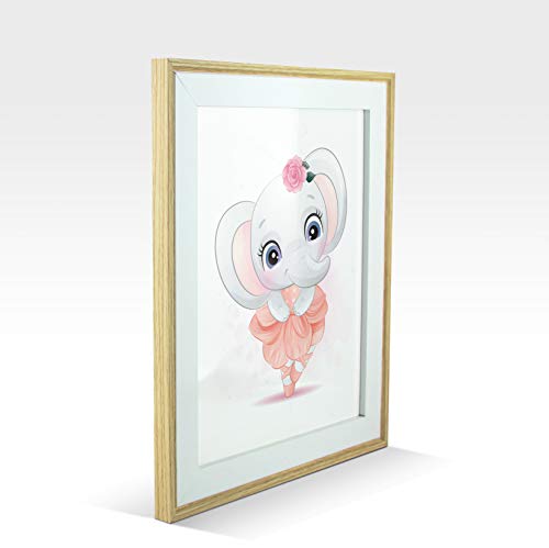 Framed Nursery Wall Art Animals Ballerinas for Girl Baby Room Wall Decor, 10"x12" Wood Frame, Set of 3