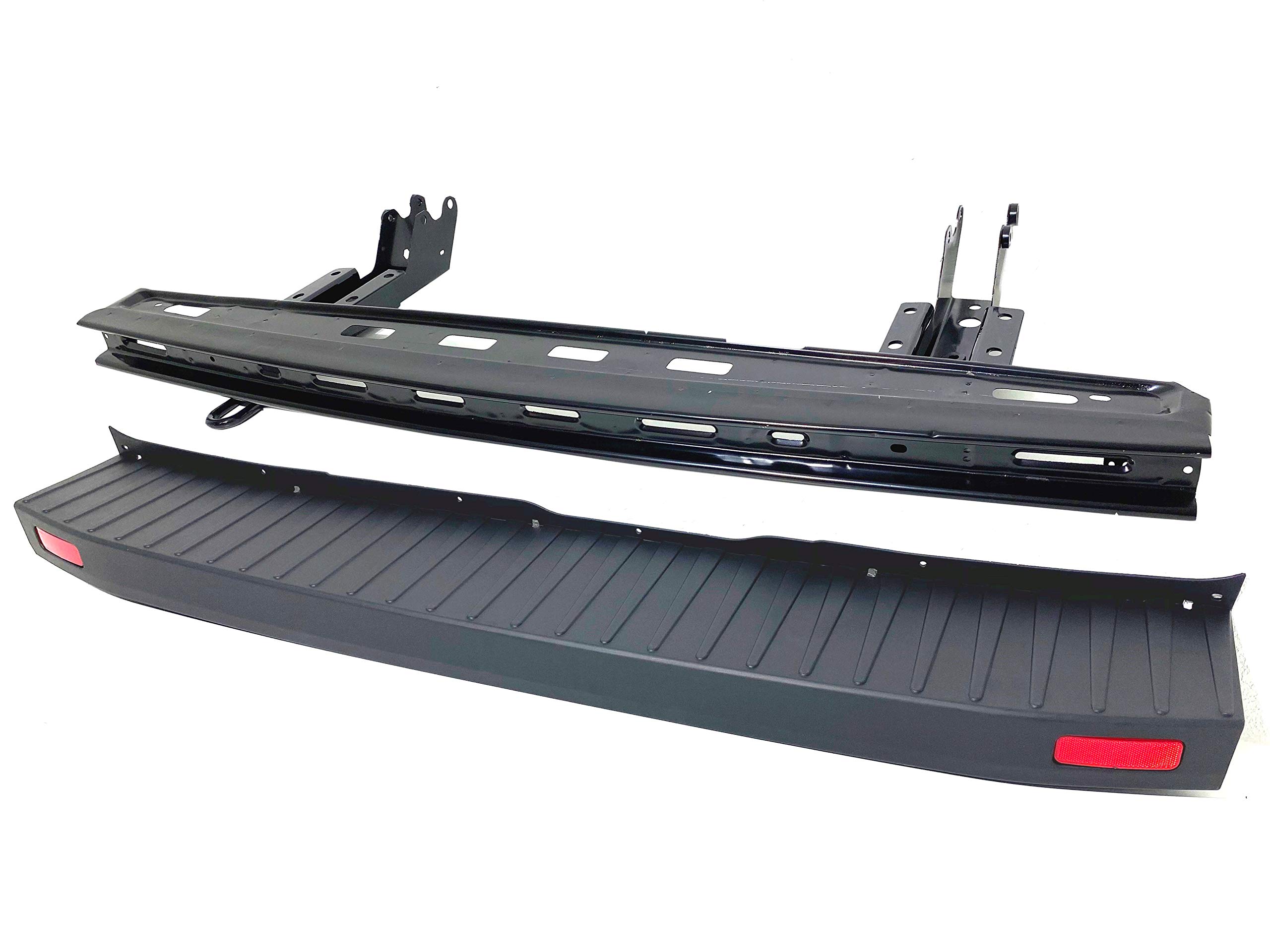 2015 2016 2017 2018 2019 2020 2021 2022 2023 2024 Compatible With Ford Transit 150 250 350 350HD Rear Bumper Cover Without Sensor Holes, Reinforcement Bracket, Left Right Reflectors