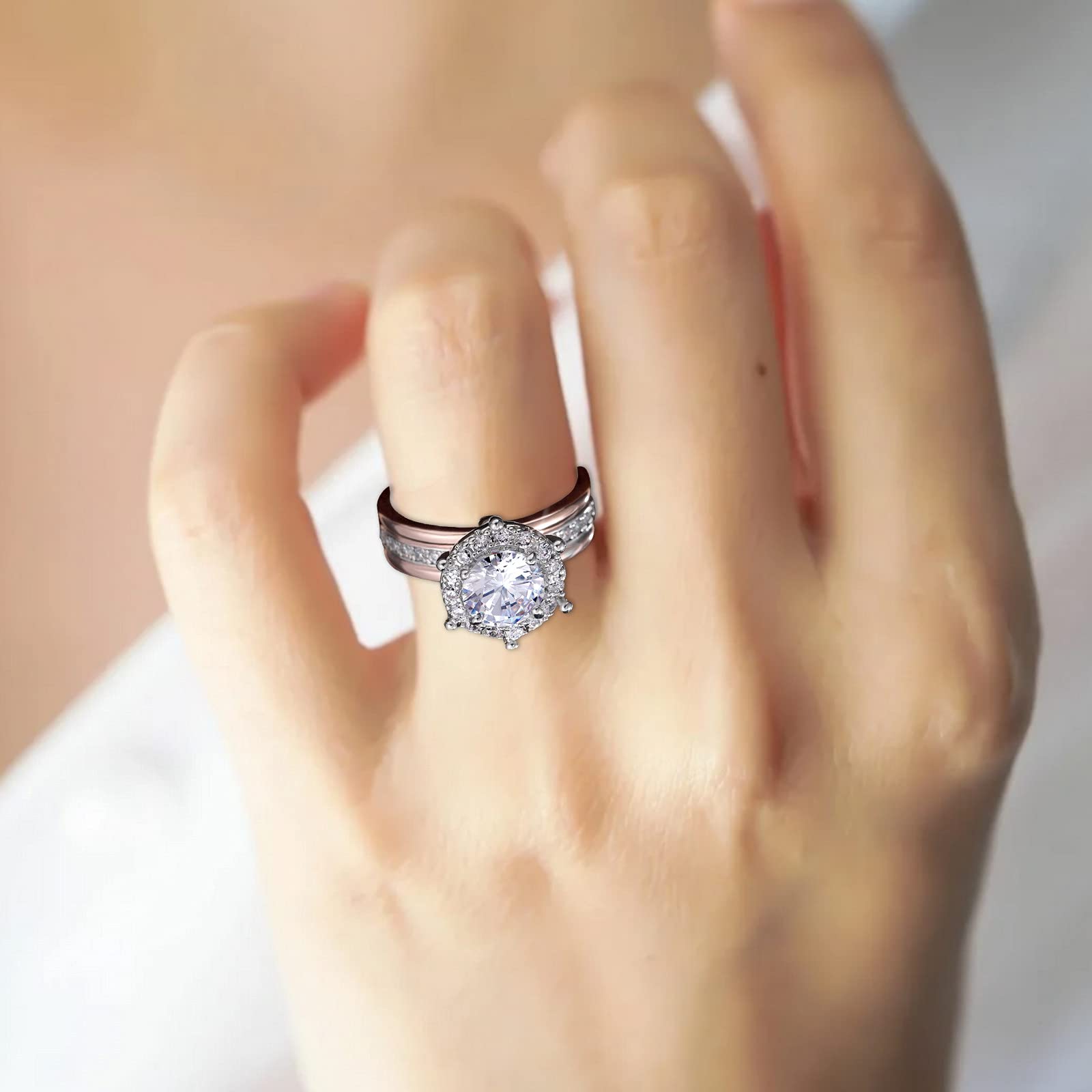 2022 New Gorgeous Ring Creative Two-tone Zircon Engagement Ring Gift for Women Gilrs