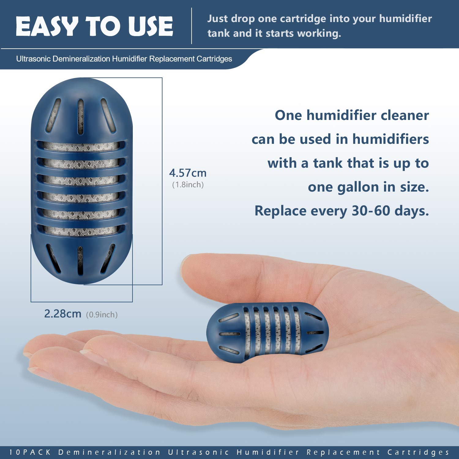 Anyhow Demineralization Ultrasonic Humidifier Replacement Cartridges, Filter Mineral Deposits, Prevents Hard Water Build-Up, Eliminates White Dust, Removes Odor-10Pack