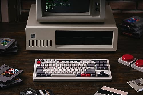 8Bitdo Retro Mechanical Keyboard, Bluetooth/2.4G/USB-C Hot Swappable Gaming Keyboard with 87 Keys, Dual Super Programmable Buttons for Windows and Android - N Edition