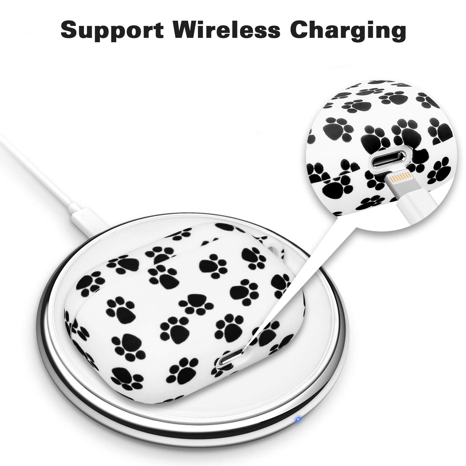 FRDERN AirPods Pro case with Keychain Soft Silicone Fadeless Pattern Printed Case Cover Skin Women Girls Men, Support Wireless Charging for AirPods Pro (Dag Paw)
