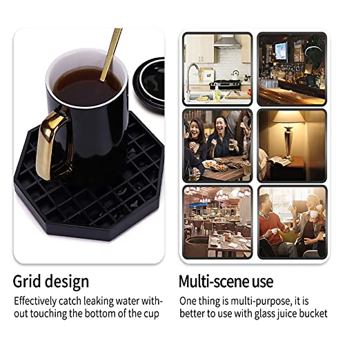 Happy Reunion Drip Trays 6" Coffee Countertop Octagon Drip Tray Black Plastic Coffee Drip Tray With Honeycomb Grid, Pack of 4 (4 Pcs 6")