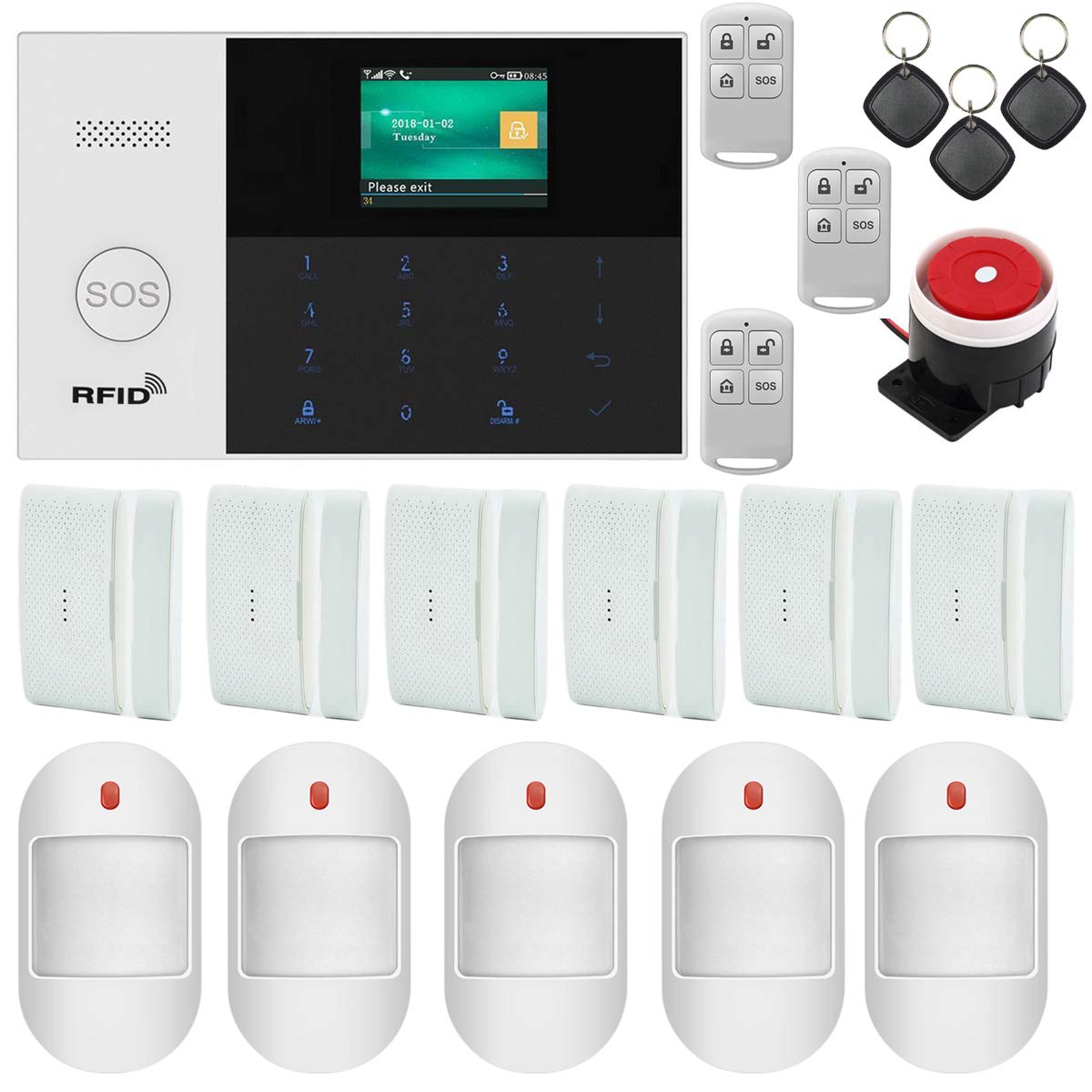 KEEPWORD WiFi IP GSM Tuya Wireless Intelligent Home Office Security Alarm Burglar Anti-Theft System,RFID Access,Auto Dialer,Easy Install