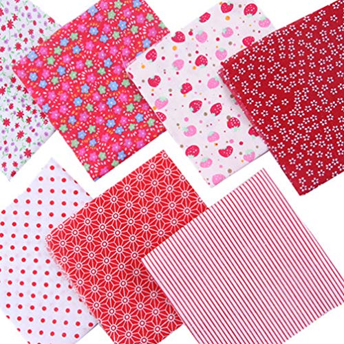 ABOOFAN Cotton Sheets Cotton Sheets Craft Fabric Bundle Patchwork Squares Floral Printed Cotton Craft Fabric for Home Cloth DIY Artcraft Accessory (Red) Floral Bed Sheets Cotton Bed Sheets