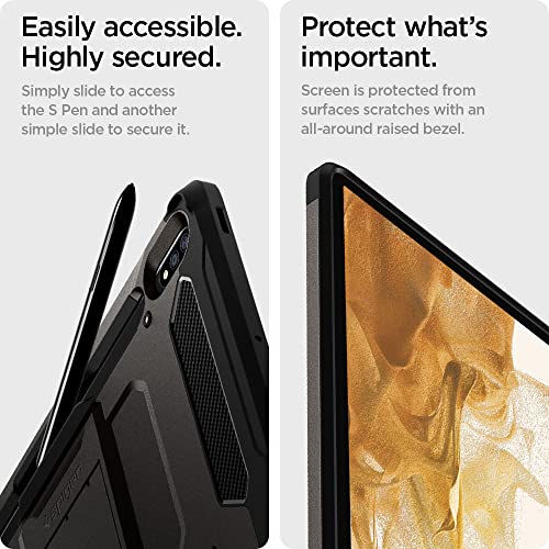 Spigen Tough Armor Pro Designed for Galaxy Tab S8 Case (2022) / Galaxy Tab S7 Case (2020) with S Pen Holder - Gunmetal