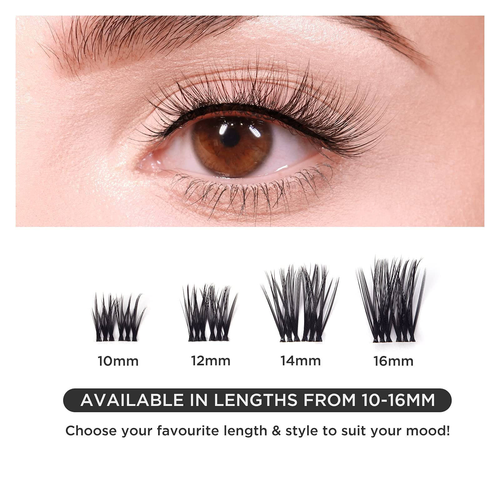 BEYELIAN Cluster Lashes, DIY Eyelash Extension Individual False Eyelashes Extension Natural Look Reusable Glue Bonded Super Thin Clear Band 24 Lash Clusters (Style4 0.07 Mix Clear Band)