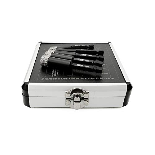 FACHLICH Diamond Drill Bits Kit with Hex Shank 6/8/10/12/14mm for Tile Ceramic Granite Marble Concrete