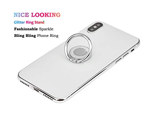 lenoup Glitter Bling Bling Phone Ring Holder,Sparkle Phone Ring Kickstand, Cell Phone Finger Ring Grip for Almost All Phones/Pad(Silver)