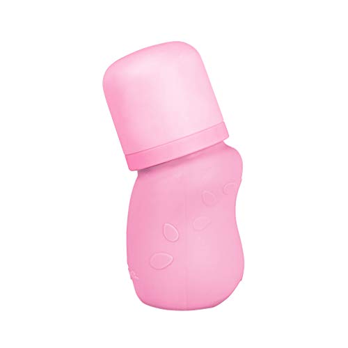 green sprouts Ware Baby Bottle Made from Plants and Glass, Angled Neck + Vented Nipple Prevent Colic, Made Without Petroleum-Plastic, BPA, BPS, BPF, Pink, 5 Oz