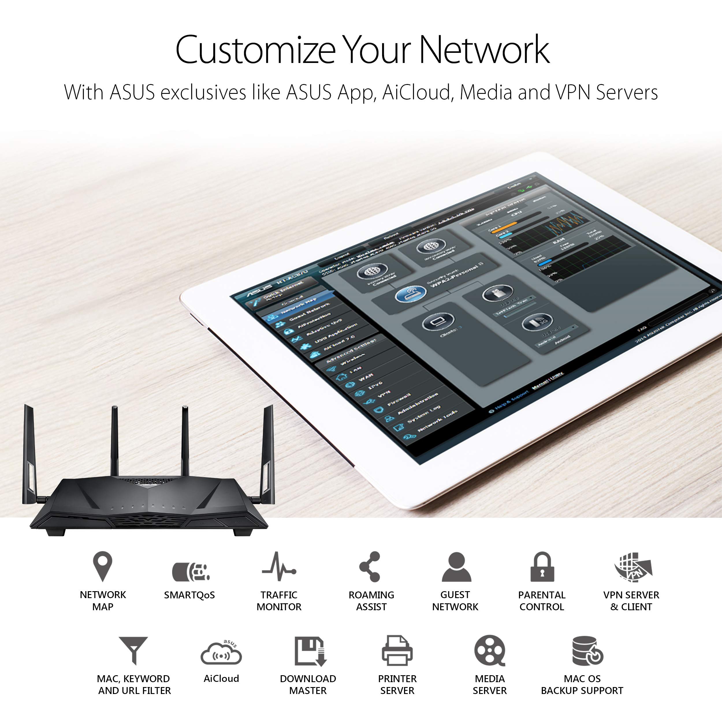 ASUS Modem Router Combo - All-in-One DOCSIS 3.0 32x8 Cable Modem + Dual-Band Wireless AC2600 WIFI Gigabit Router – Certified by Comcast Xfinity, Spectrum, Time Warner Cable, Charter, and Cox