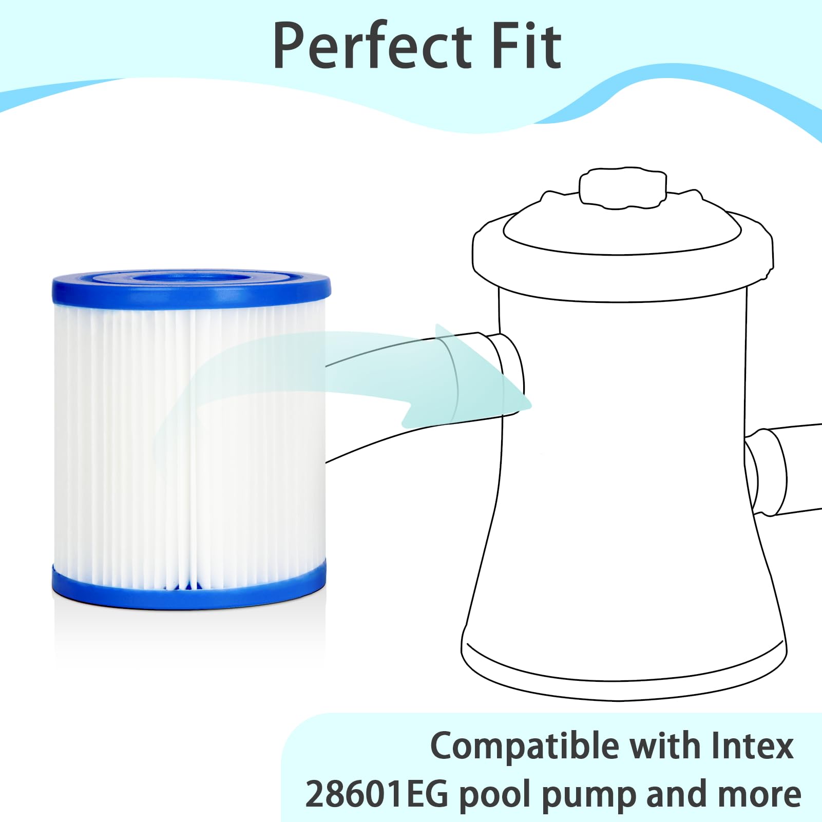 6-Pack Type H Pool Filter Replacement for Intex 330 GPH Filter Pump for Above Ground Pools, Replace Type H, 29007E