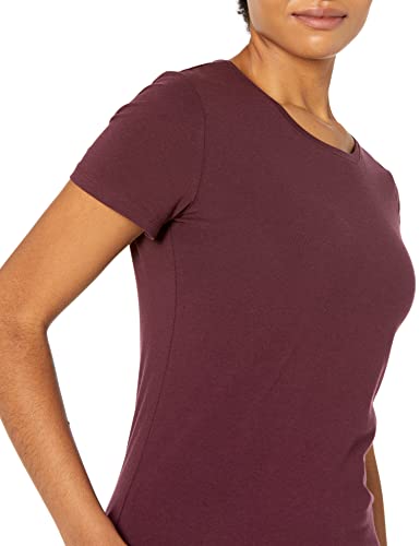 Amazon Essentials Women's Classic-Fit Short-Sleeve Crewneck T-Shirt, Pack of 2, Burgundy/Navy, Large