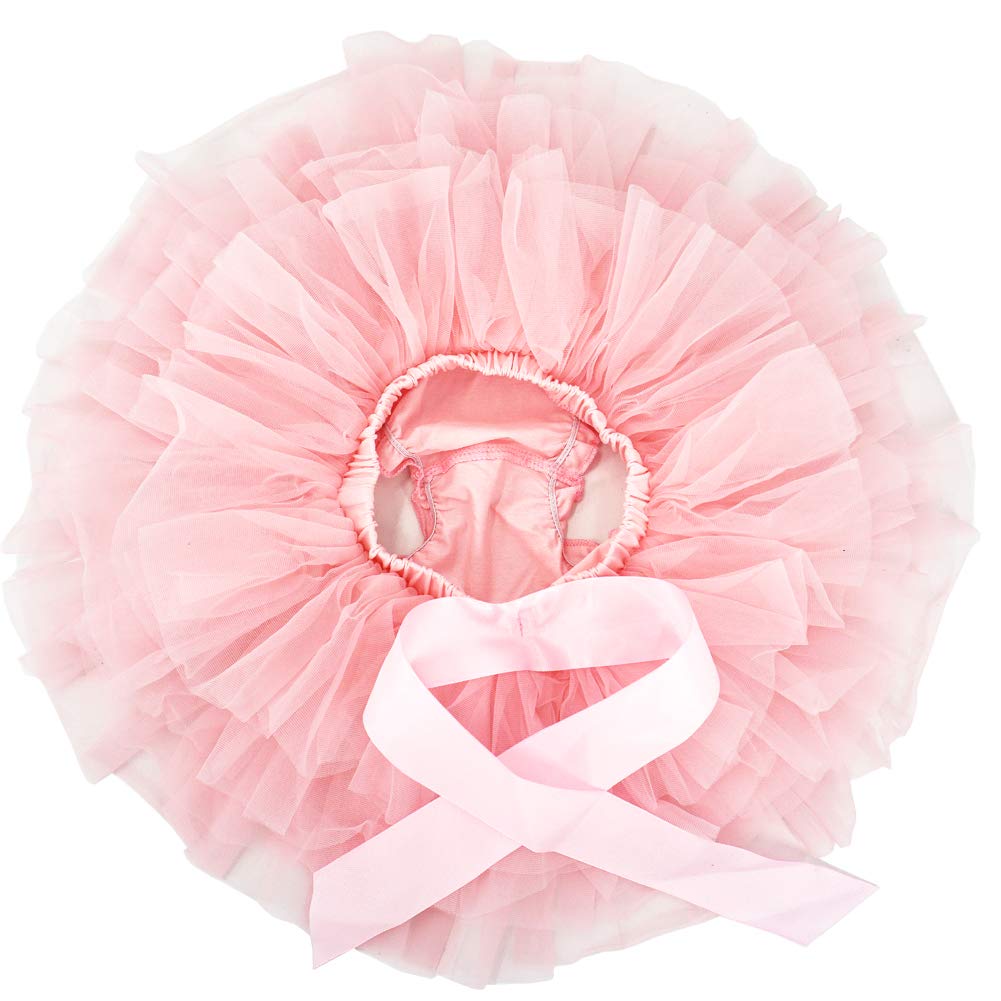 BGFKS Baby Girls Soft Tutu Skirt with Diaper Cover,1st Birthday Party Tutu Skirt Sets (Pink)