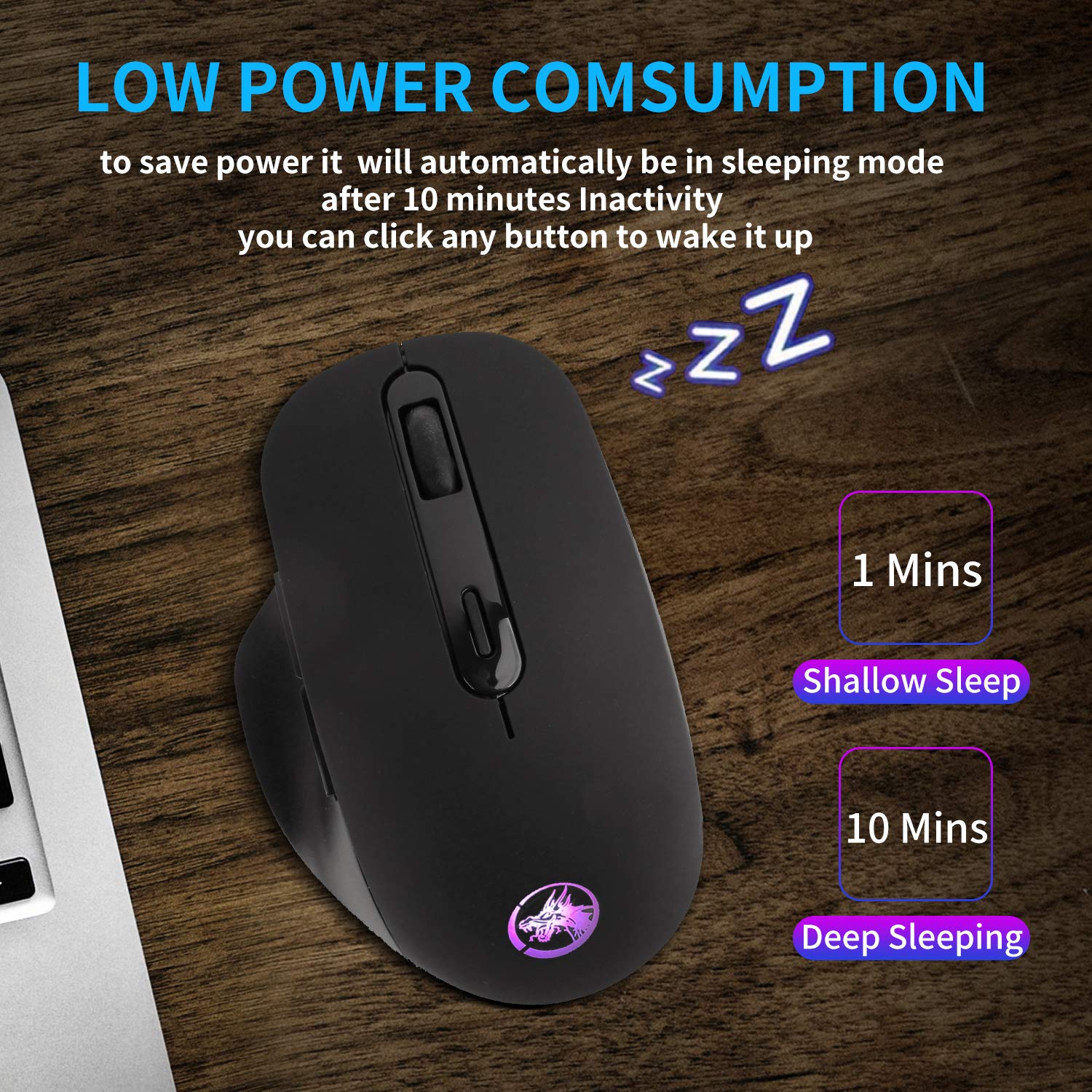 Greshare Gaming Mouse,2.4Ghz Optical Mice with Wireless Bluetooth Dual Mode Connection RGB Colorful Luminous for Computer/Win/Mac/Linux/Andriod/iOS. (Black)