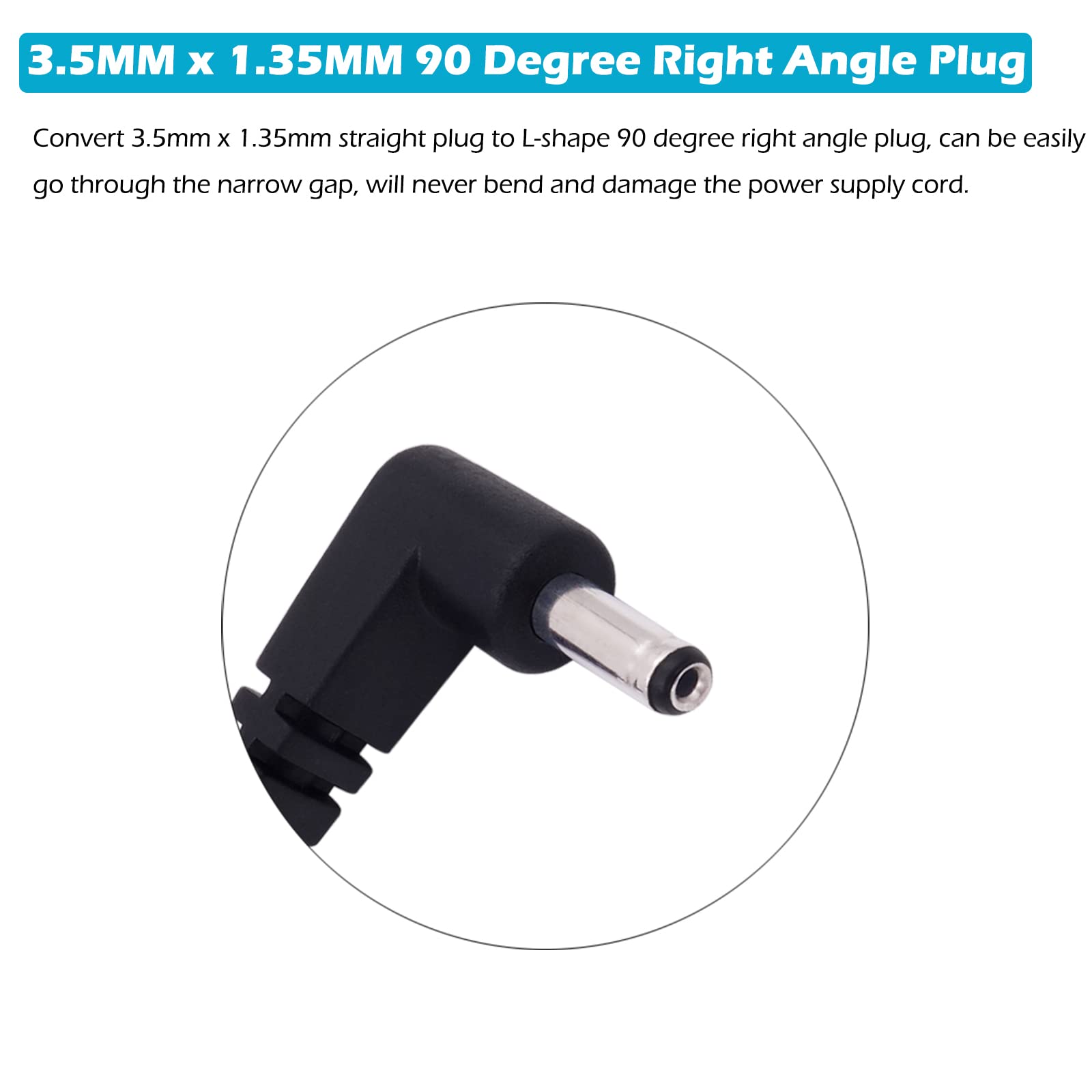 Fancasee 2 Pack 3.5mm x 1.35mm DC Power Extension Cable 90 Degree Right Angle Male to Female Plug Jack Extension Cord for IP Camera CCTV Security Camera Surveillance LED