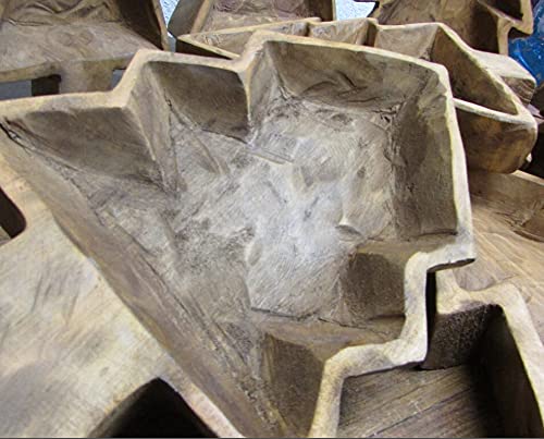 5-Pack Farmhouse Tree Wood Rustic Handmade Dough Bowls 9 x 13 x 1.5 inches - Candle Pour - Candle Fill - Gifts for Holidays, Christmas Tree