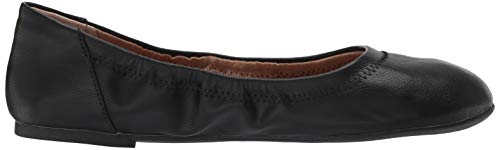 Amazon Essentials Women's Belice Ballet Flat, Black Faux Leather, 9 Wide