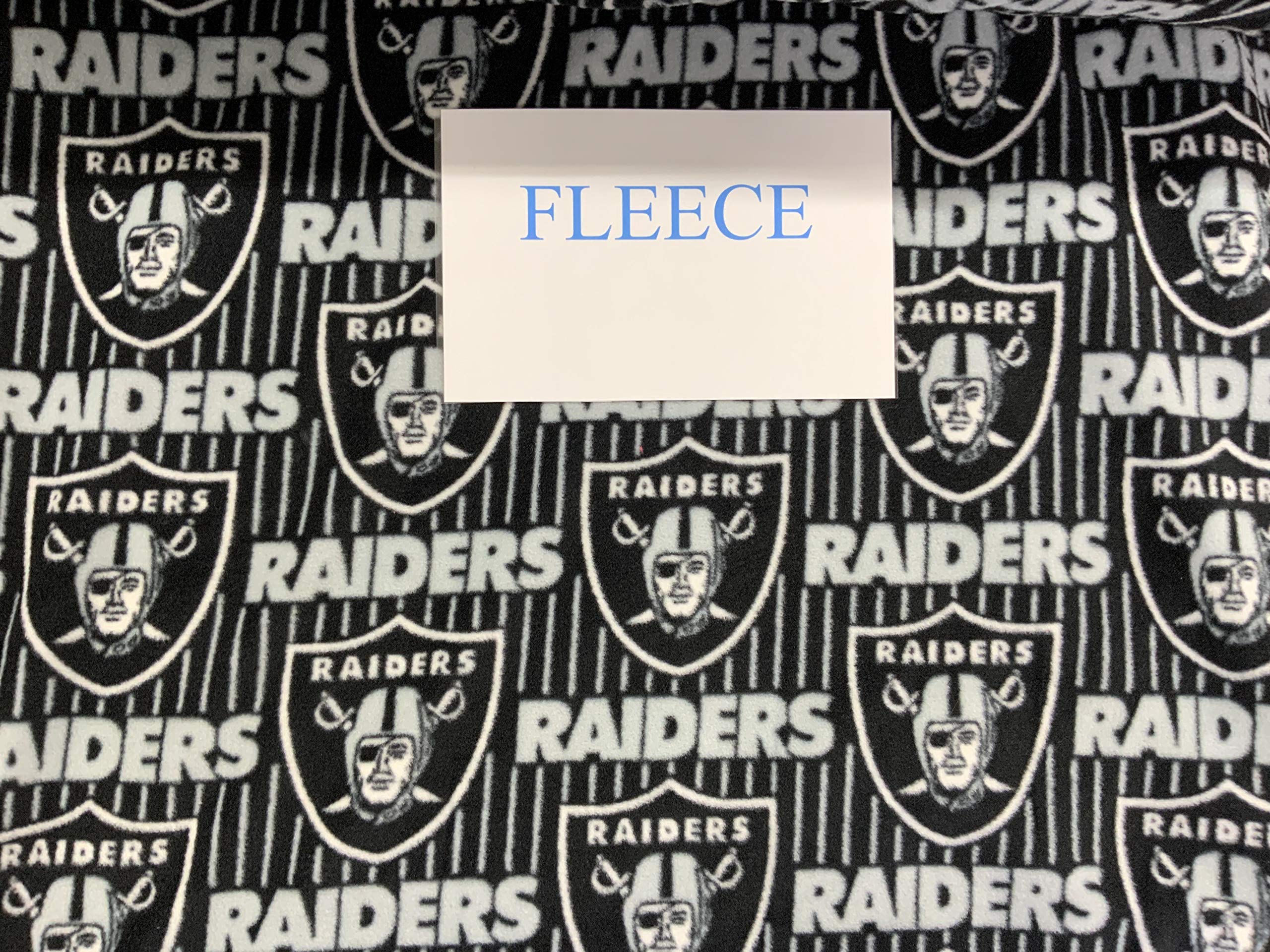 60" Fleece 100% Polyester Raiders Allover Black, Grey, and White