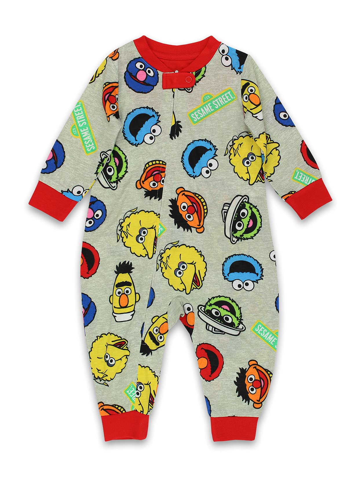 Sesame Street Elmo Cookie Monster Infant Toddler Footless Sleeper Pajamas (2T, Gray)