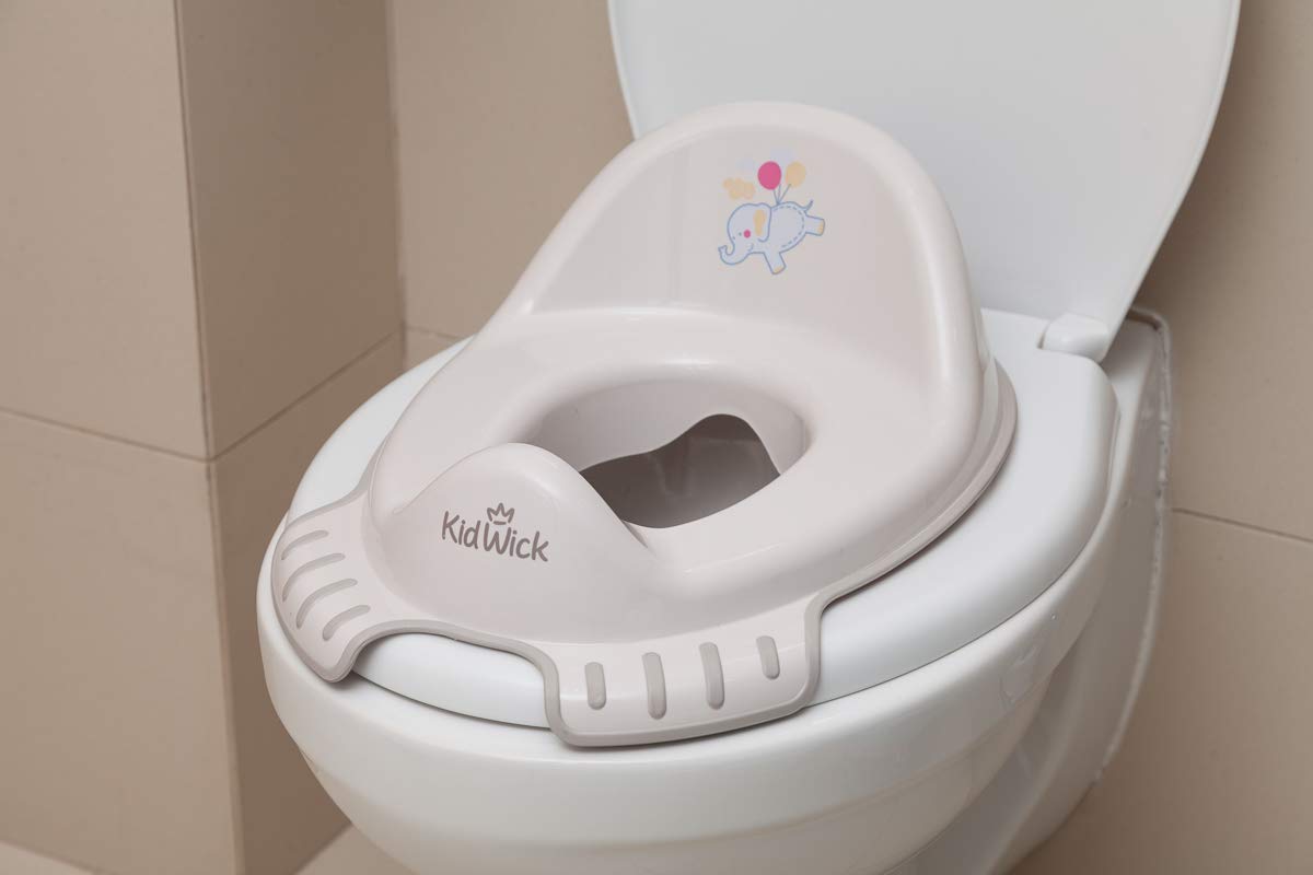 KID WICK Flipper Portable Potty Seat with High-Back Comfort, Lightweight and Travel Friendly for Toddlers, Front Ledge and Adjustable Design for Stability, BPA-Free PP Plastic, Grey - KU120401