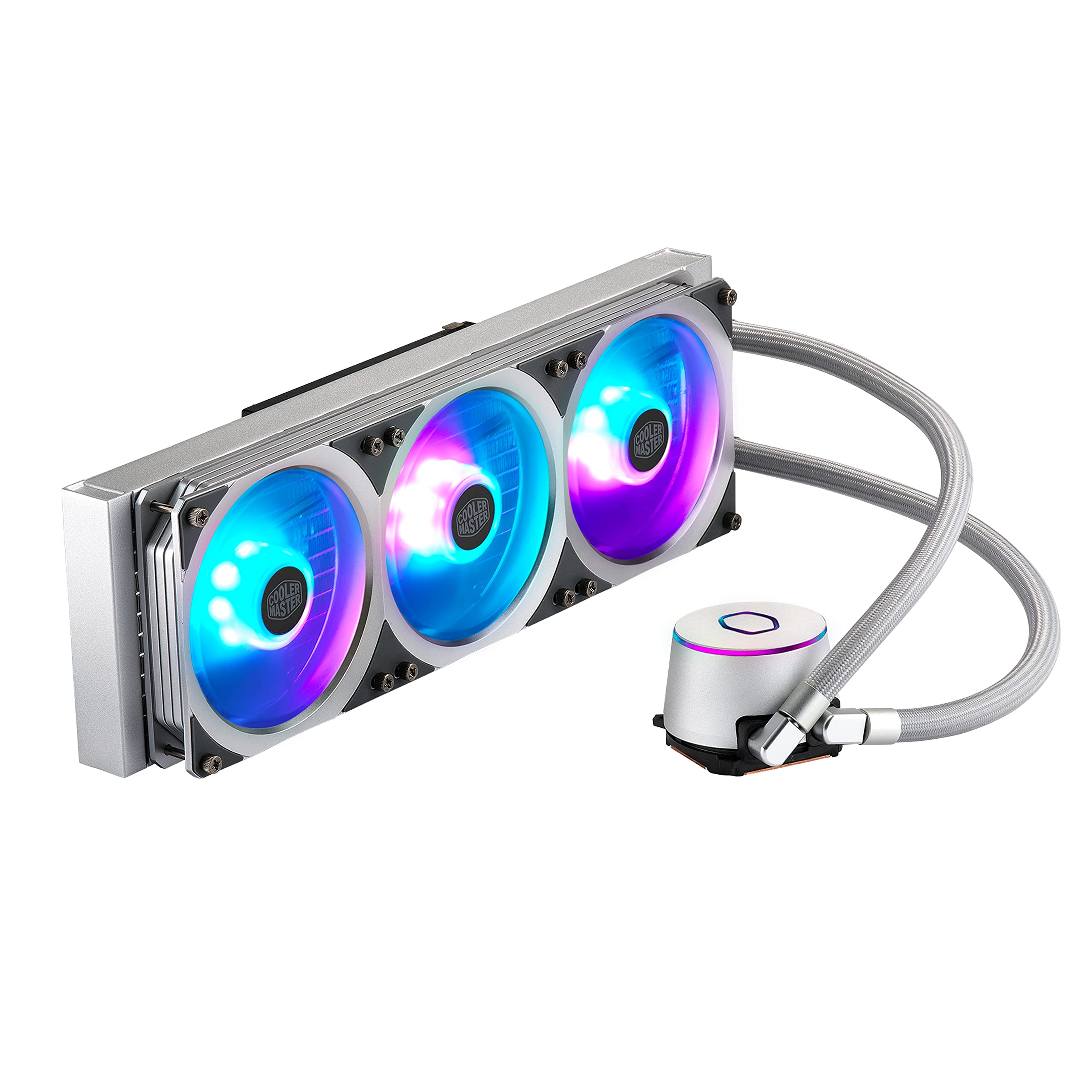 Cooler Master MasterLiquid ML360P Silver Edition Liquid Cooler, All-in-One (AIO) Liqiod Cooler, 360mm Radiator, 1 x 360mm PWM SF360R ARGB Fan, Integrated Fan Frame Design, Aluminum Pump Cover