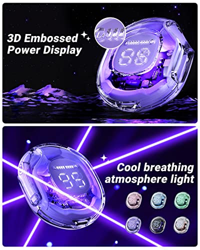 ACEFAST T8 Wireless Earphones Bluetooth 5.3 Headphones LED Power Display Mini Crystal in-Ear Earbuds with Wireless Charging Case Touch Control Built-in Mic Headphone for Sports Waterproof Earphone