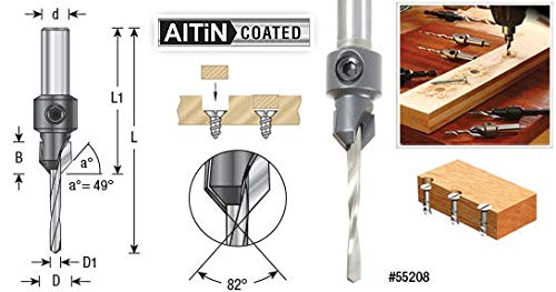 Amana Tool - 55202XL High Performance Carbide Tipped AlTiN Coated 82° Countersink #6