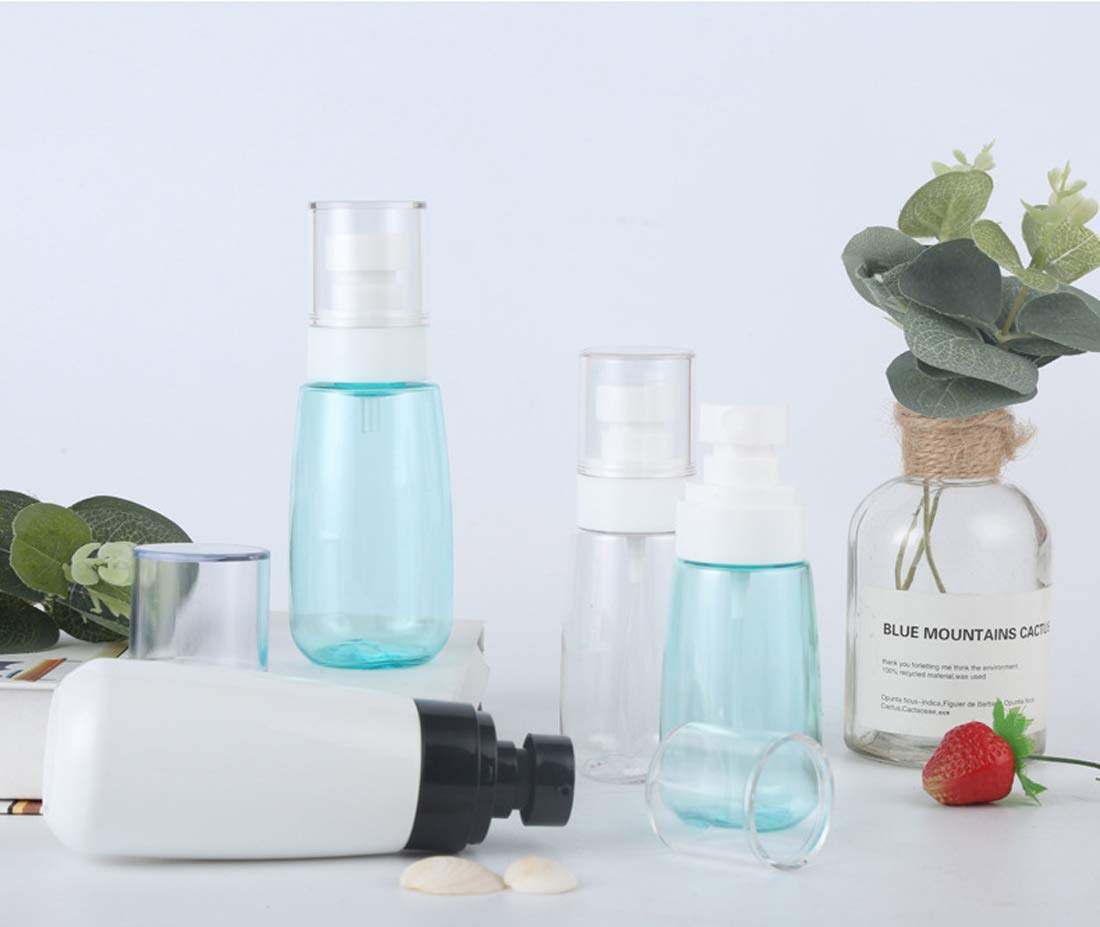 2 oz Travel Size Leakproof Pump Bottles, BPA-Free Refillable Plastic Containers for Lotion, Liquid Soap, Baby Shower, Essential Oil Blends and Other Toiletries