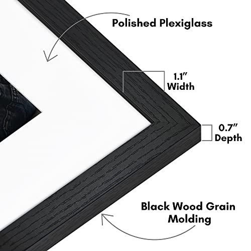 Americanflat 18x24 Poster Frame in Black - Use as 12x18 Picture Frame with Mat or 18x24 Frame Without Mat - Wide Engineered Wood Frame, Plexiglass Cover, and Hanging Hardware for Wall