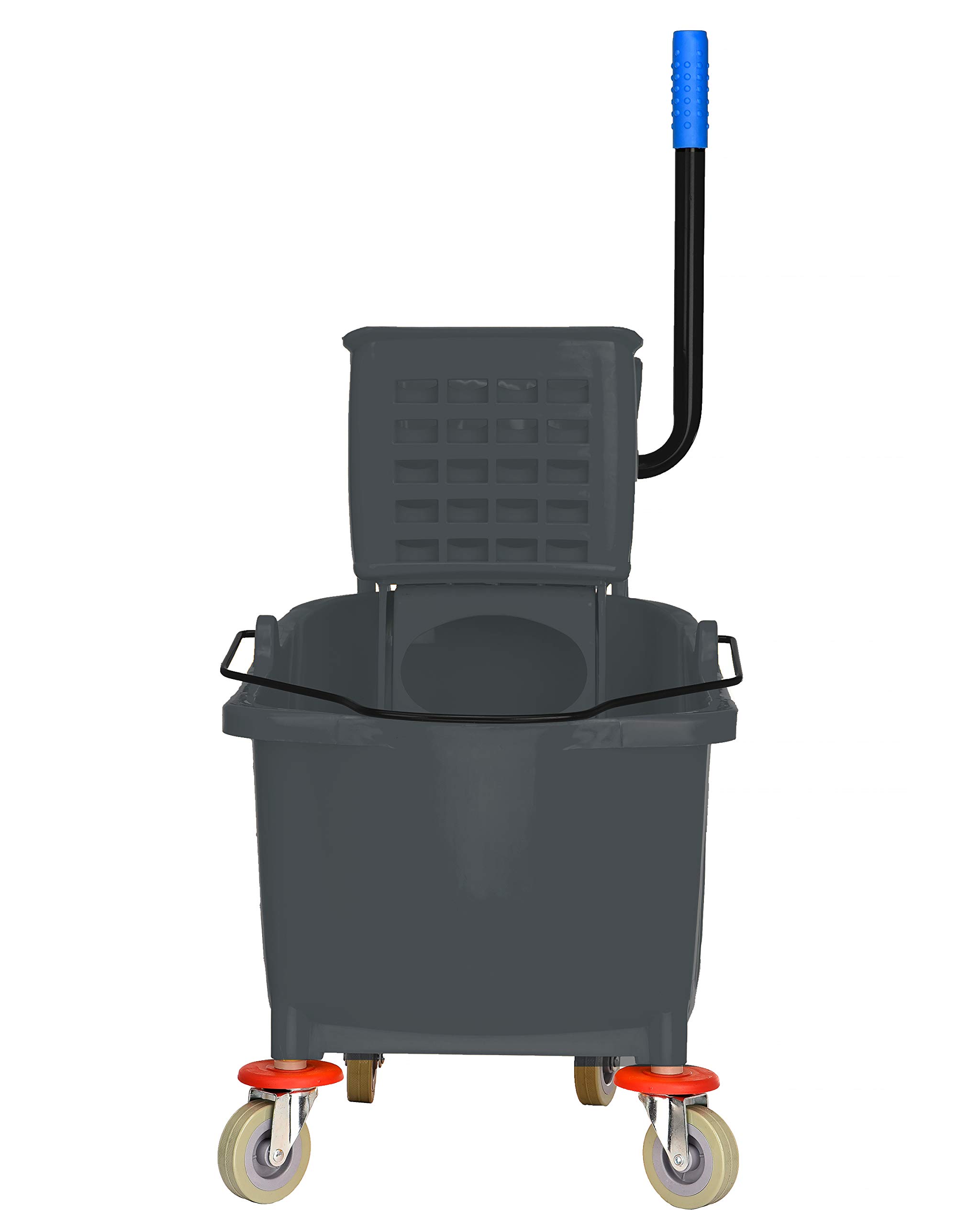Alpine Industries 36 Quart Heavy Duty Mop Bucket with Removable Side Wringer, Rounded Front Lip, and Non Marking Wheels, Gray,ALP462-GRY