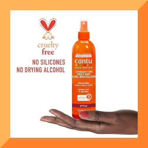 Cantu Comeback Curl Next Day Curl Revitalizer Mist with Shea Butter for Natural Hair, 12 fl oz (Packaging May Vary)