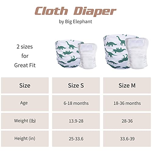 BIG ELEPHANT Baby Cloth Diaper Cover - 4 Pocket Diaper Case with 4 Color Changing Inserts Adjustable Reusable