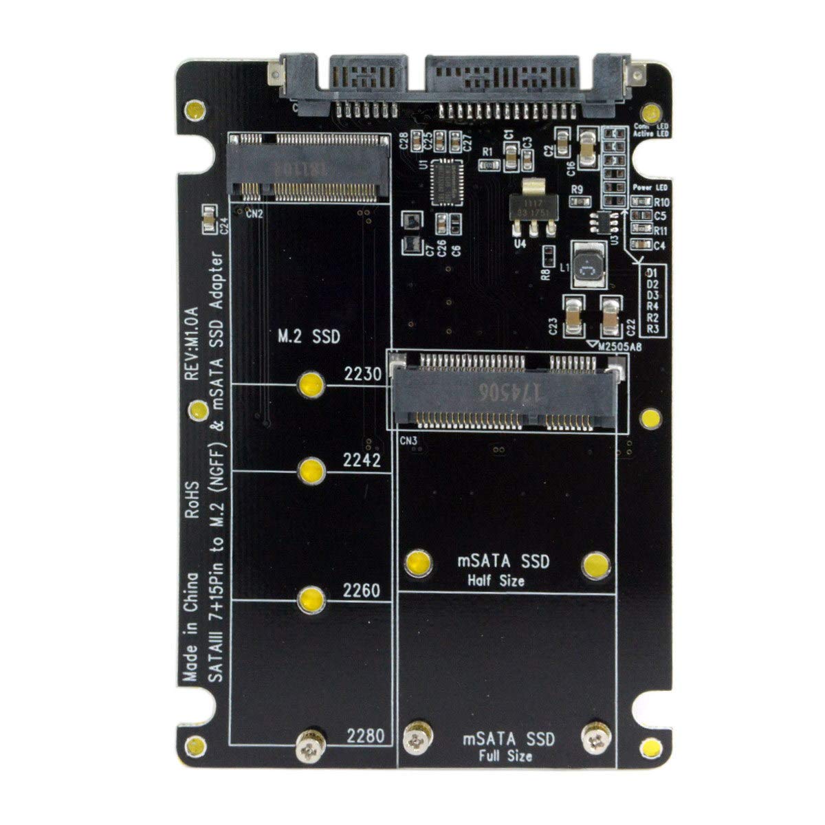 CableCC 2 in 1 Combo M.2 NGFF B-key & mSATA SSD to SATA 3.0 Adapter Converter Case Enclosure