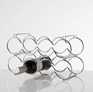 Dependable Stackable Table Top Wine Rack Holds 4 Wine Bottles Silver Chrome
