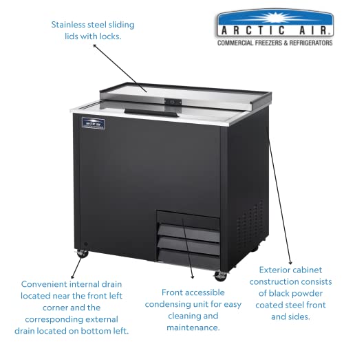 Arctic Air AGF36 36-Inch 4-Shelf Glass Froster with Sliding Lid, Black Exterior, 1/6-HP, 115v