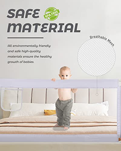 Bed Rails for Toddlers 59" L, Toddler Bed Rails with Breathable Fabric, Infant Safety Bed Guardrail, Bed Rail for Twin Bed, Bed Safety Rails for Children (Gray-One Side)
