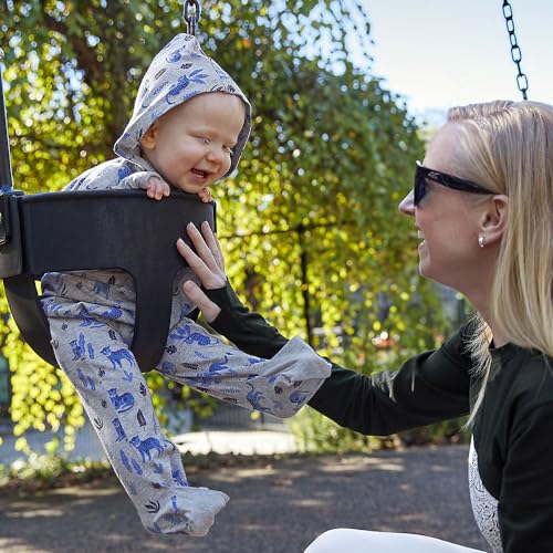 Coolibar UPF 50+ Baby LumaLeo 360 Coverage Bodysuit - Sun Protective (12-18 Months- Grey/White)